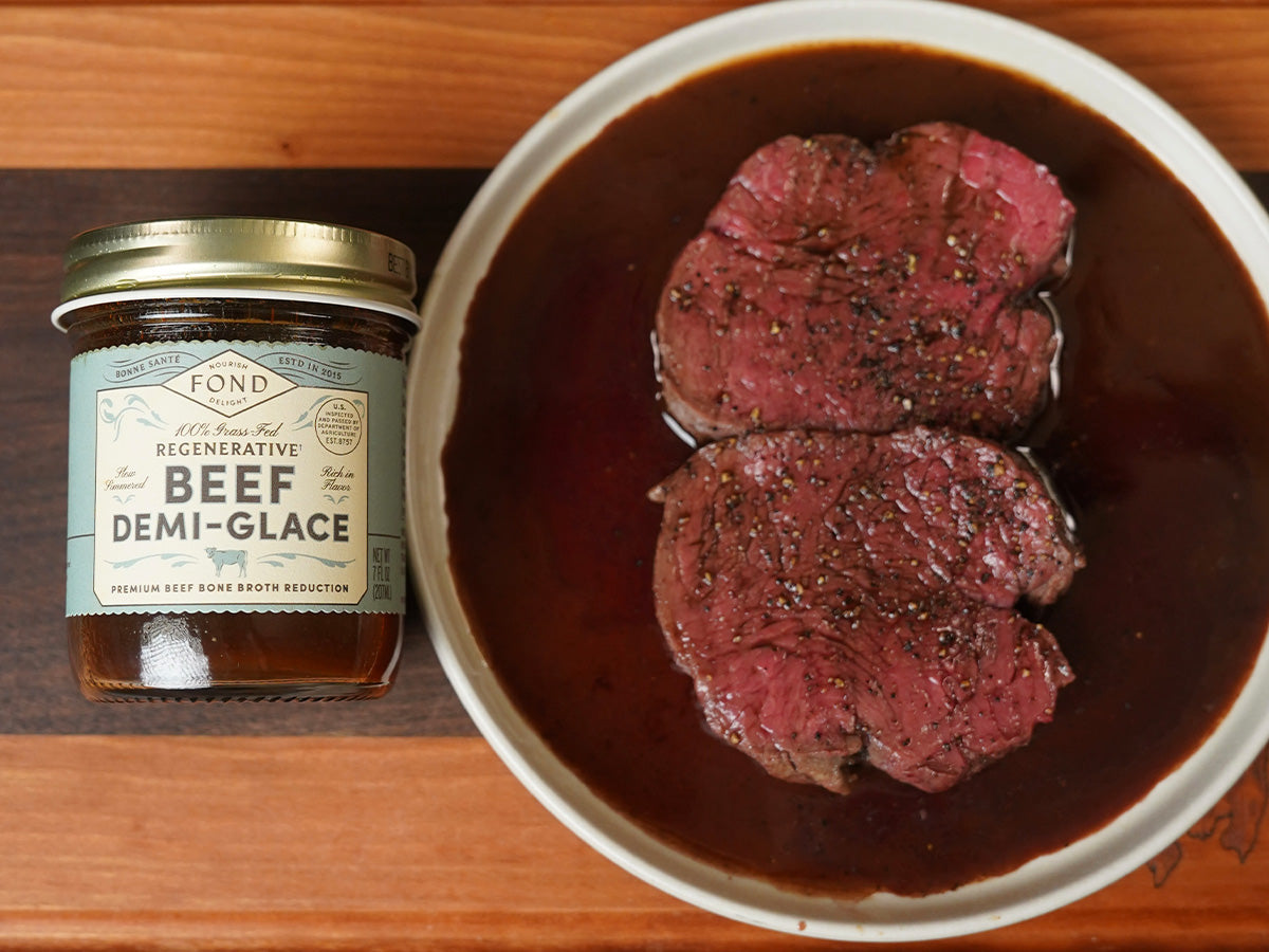 Filet Mignon with Red Wine Demi-Glace – FOND Bone Broth Tonics