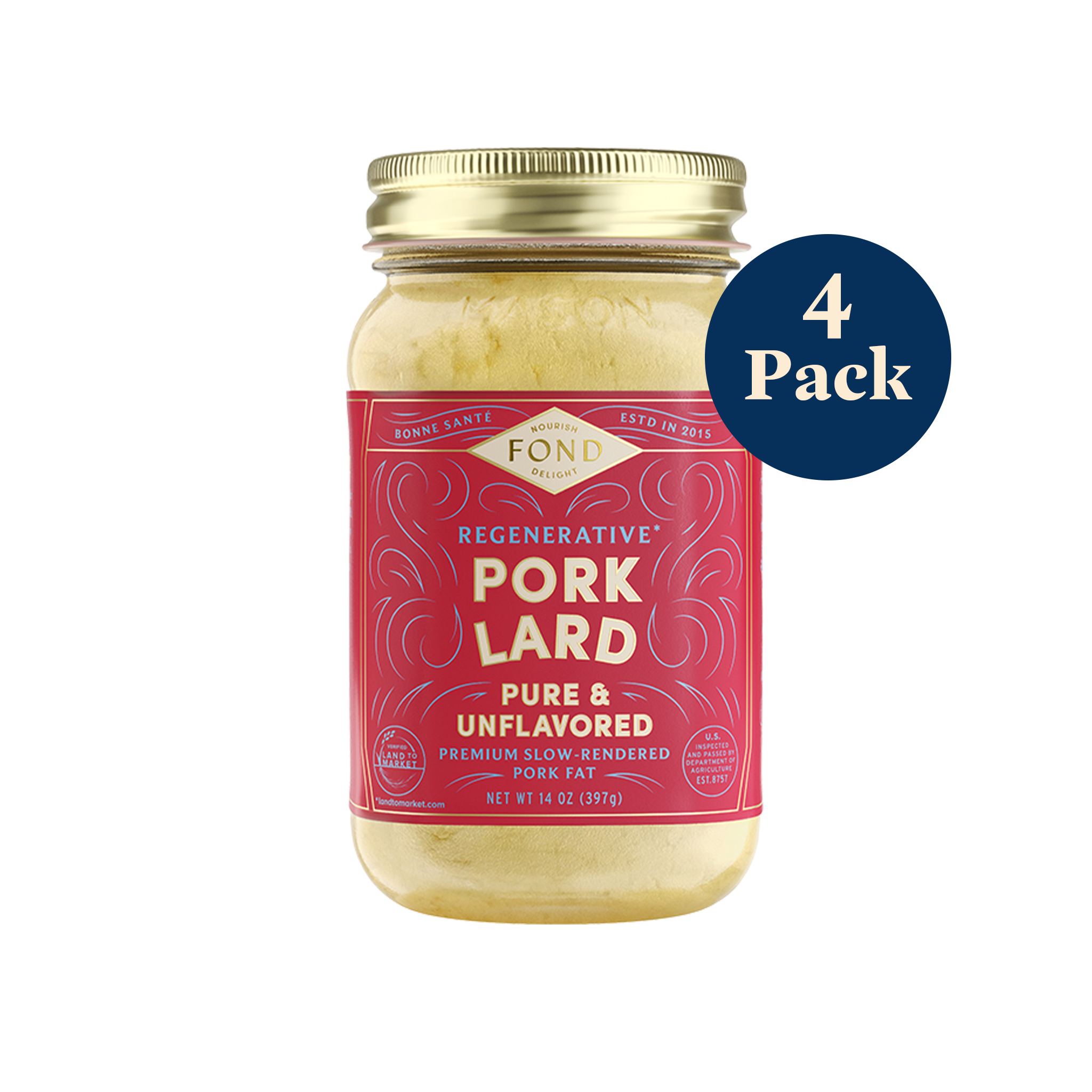 Pork Lard - Pure & Unflavored - 4 Jars – FOND Bone Broth Tonics